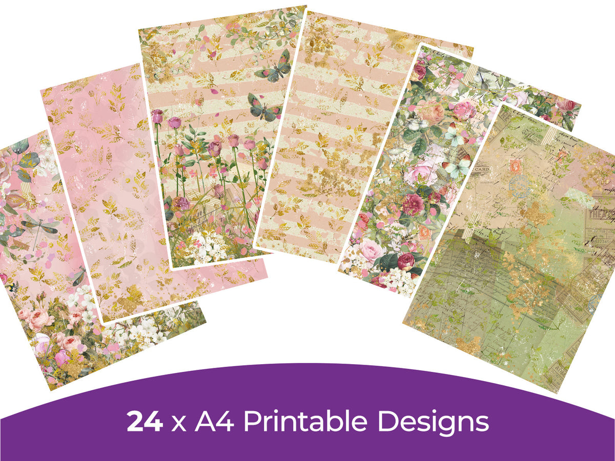 Vintage Rose Collection - Digital Paper Pad | Crafter's Companion US
