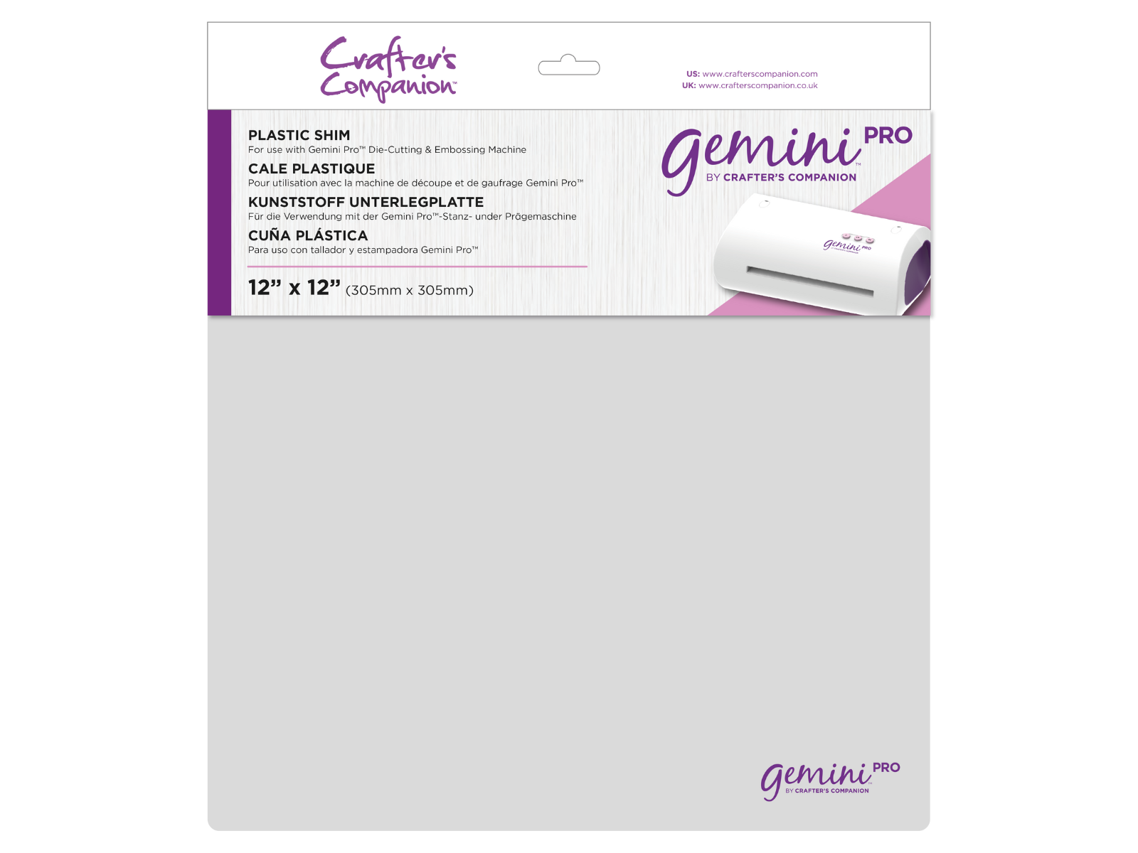 Gemini Pro Accessories - 12"x12" Plastic Shim | Crafter's Companion US