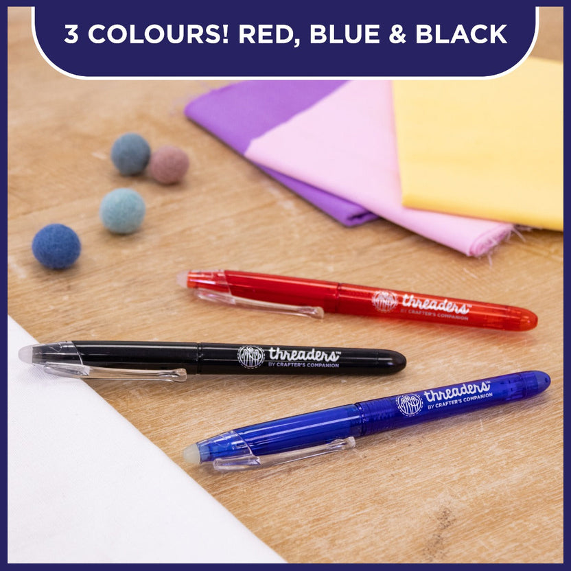 Threaders Erasable Fabric Pens - 3pk | Crafter's Companion US